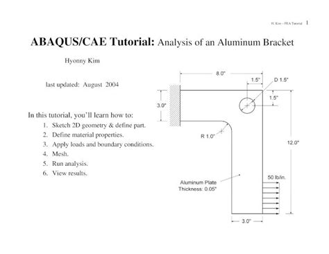 Pdf H Kim Fea Tutorial Abaqus Cae Tutorial Analysis Of An · Pdf Fileabaqus Cae