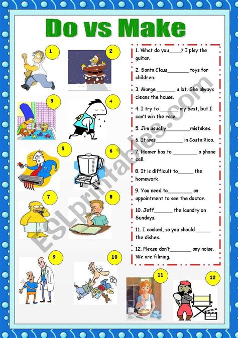 Do Vs Make Answer Key ESL Worksheet By La Mente Maestra