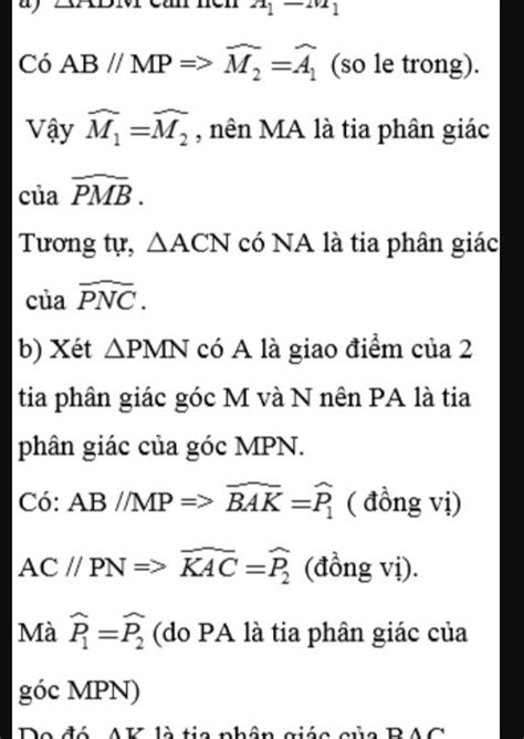 Cho tam giác ABC trên tia đối của tỉa BC lấy điểm M sao cho MB AB trên tia đối của tia BC lấy
