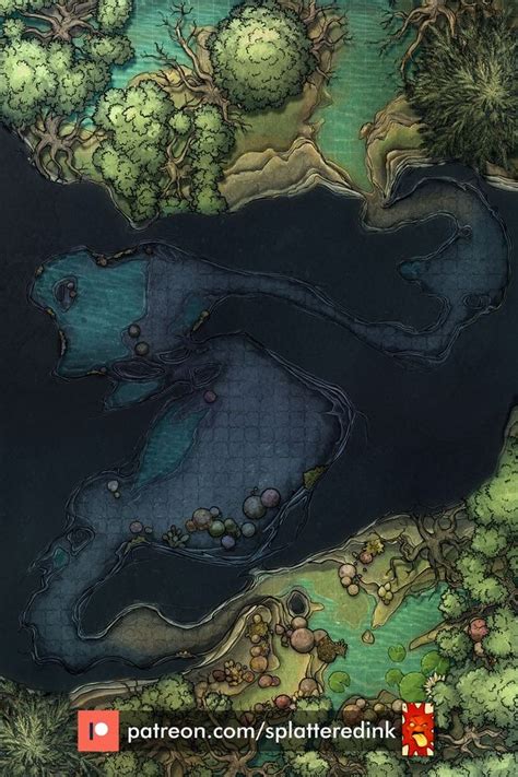 Swamp Cave Map FREE Splattered Ink On Patreon In 2021 Adventure Map