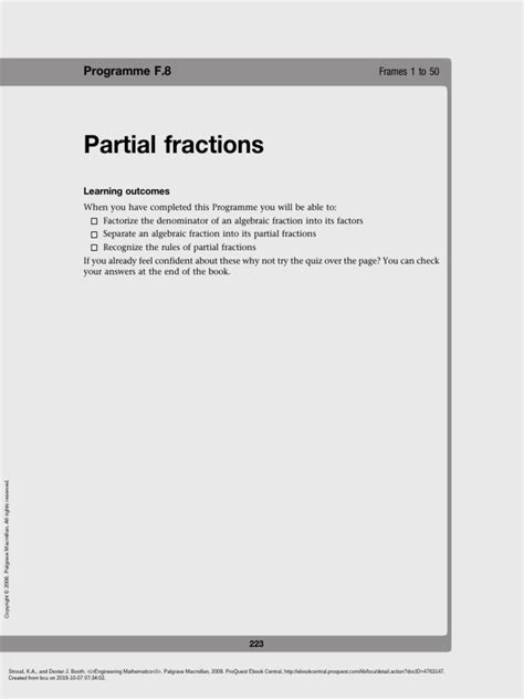 Engineering Mathematics Partial Fractions Pdf