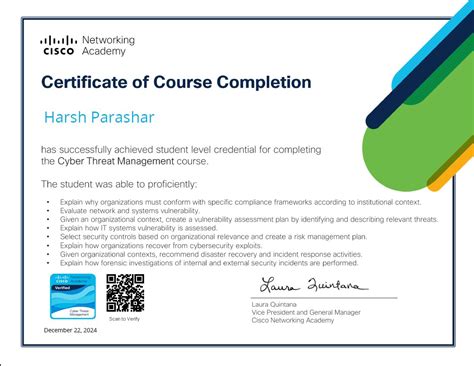 Cisco Certified Cyber Threat Management Network Academy Professional Harsh Parashar
