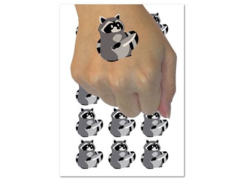 Raccoon Robber With Kitchen Knife Temporary Tattoo Water Resistant Fake