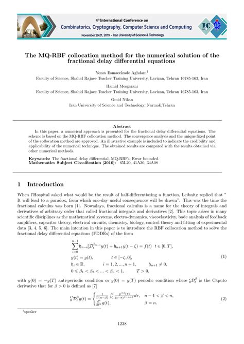Pdf The Mq Rbf Collocation Method For The Numerical Solution Of The
