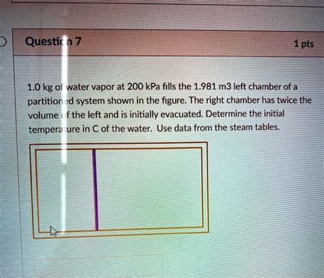 Question 7 1 Pts 10 Kg Of Water Vapor At 200 Kpa Fills The 1981 M3 Left Chamber Of A