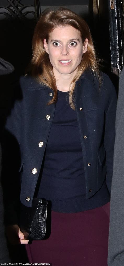 Princess Beatrice Looks Elegant In Navy And Burgundy While Dining Out