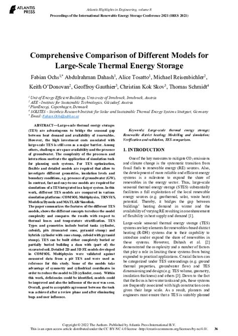 Pdf Comprehensive Comparison Of Different Models For Large Scale Thermal Energy Storage