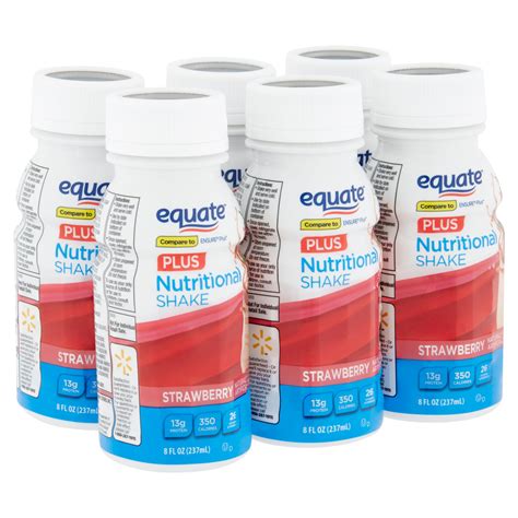 Equate Plus Nutritional Shakes Strawberry 8 Fl Oz 6 Ct
