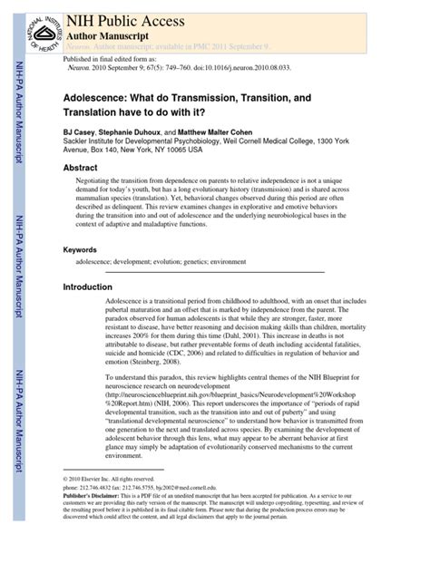 Adolescence What Do Transmission Transition And Translation Have To