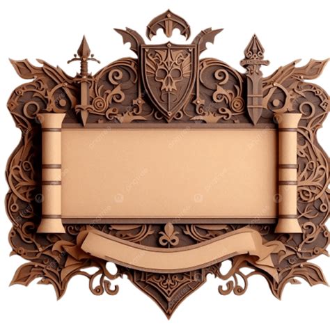 투명한 배경에 격리된 판타지 게임 메뉴를 위한 3d 중세 배너 판타지 게임 메뉴를 위한 3d 중세 배너 투명 배경에 고립 중세의 Png 일러스트 및 이미지 에 대한