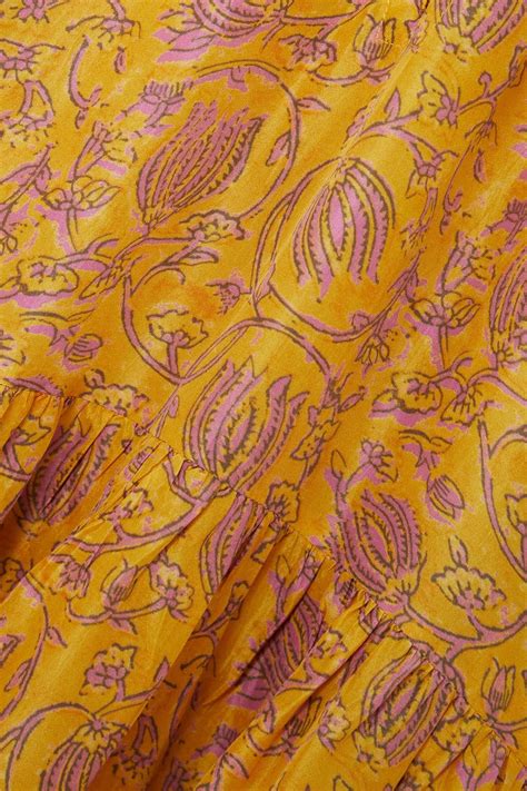 Apiece Apart Trinidad Tiered Floral Print Silk Midi Dress The Outnet