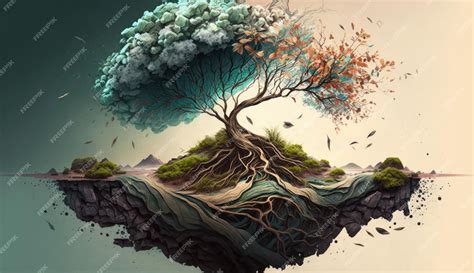 Premium Ai Image Rising Above Resilience Concept With A Tree