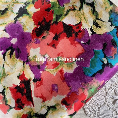 Silk Fabric Floral Print Silk Cotton Blend Silk Cotton Satin Etsy