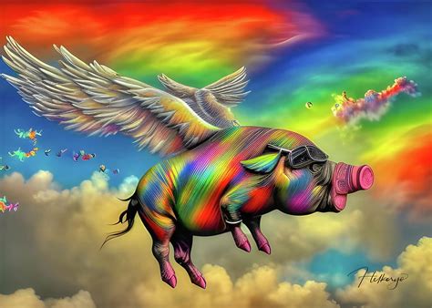 Pigs Can Fly 2 Digital Art By Helkoryo Designs Fine Art America