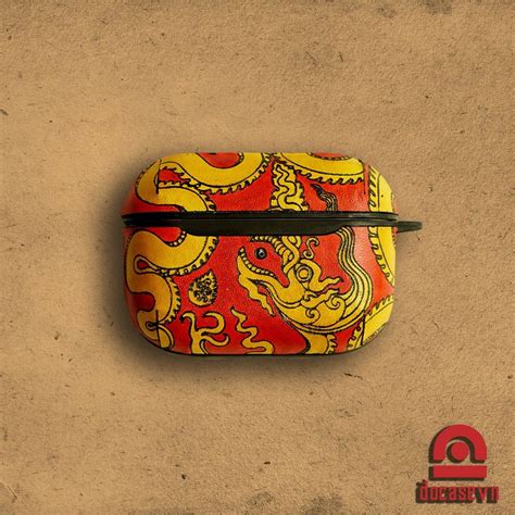 Ốp Da Vẽ Tay Mẫu Lý Long Đỏ Ốp Lưng Da Cho Airpods 3 Airpods Pro