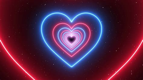 Animation Neon Lights Love Heart Tunnel Infinite Looping And Romantic