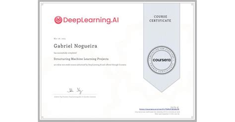 Completion Certificate For Structuring Machine Learning Projects Gabriel Nogueira