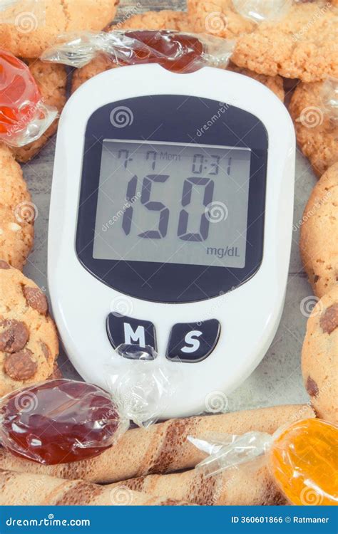 Glucometer With High Sugar Level Candies And Cookies Healthy