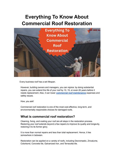 Everything To Know About Commercial Roof Restoration By Roofcheckinc