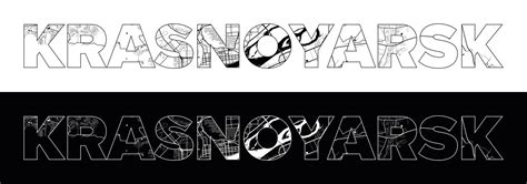 Premium Vector Krasnoyarsk City Name Russia Asia With Black White