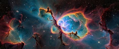 Illustrative Depiction Of An Fictitious Space Nebulae In Deep Space In The Universe Stock
