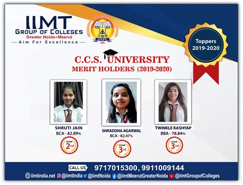 Congratulations To C C S University Merit Holders Shruti Jain BCA Shraddha Agarwal BCA