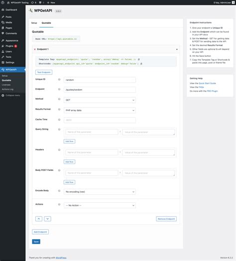 Endpoint Page Wpgetapi