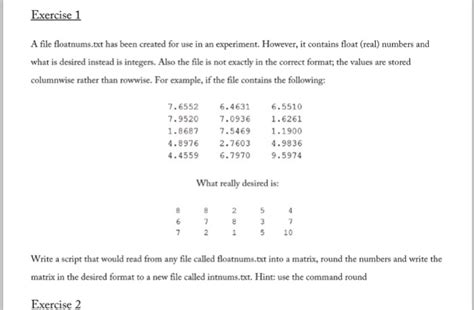 solved a file floatnums txt has been created for use in an