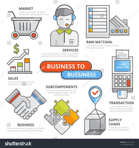 Business Business Concept Flat Line Design Vector De Stock Libre De