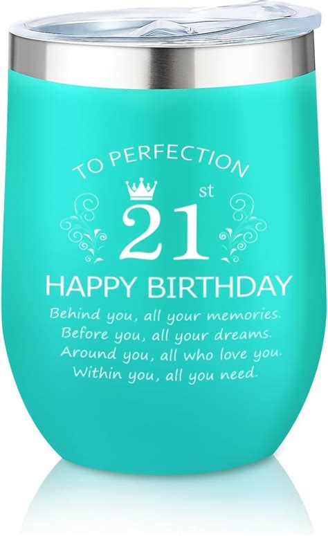Cayourian 21st Birthday Ts For Her 12 Oz Stemless Wine