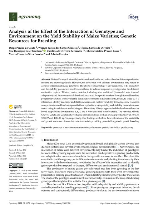 Pdf Analysis Of The Effect Of The Interaction Of Genotype And