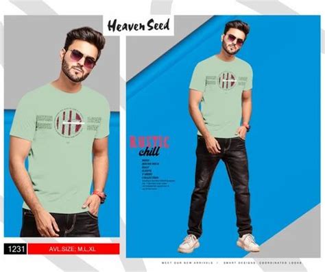 Printed Men Pista Green Cotton Round Neck T Shirt At 180 Piece In Kolkata