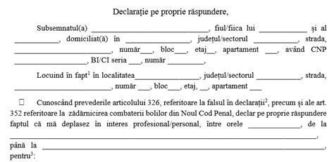 Modelul oficial de declarație pe care trebuie s o completezi dacă ieși din casă Smart Radio