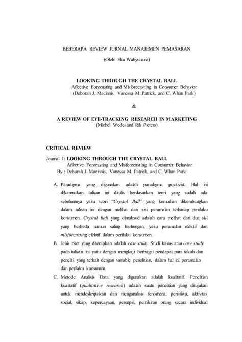 Critical Review Jurnal Manajemen Pemasaran DOCX