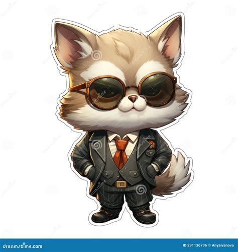 Cat In A Suit And Sunglasses Cute Mafia Boss Stock Illustration