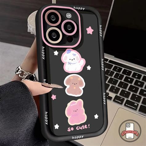 การ์ตูนลูกสุนัขมีความสุขน่ารักดาวโบว์นุ่ม เคส Infinix Smart 8 7 6 5 Pro Hot 30 40i 11 20 12 Play