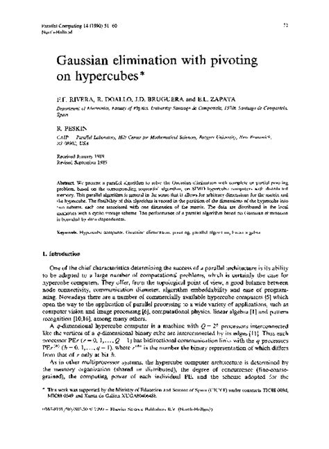 Pdf Gaussian Elimination With Pivoting On Hypercubes