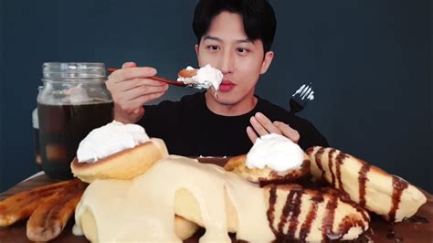 Mukbang부드러운 수플레 팬케이크디저트빵먹방souffle Pancakesdessertbreadeating