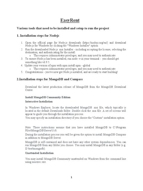 Installation And Setup Steps Pdf Mongo Db Command Line Interface