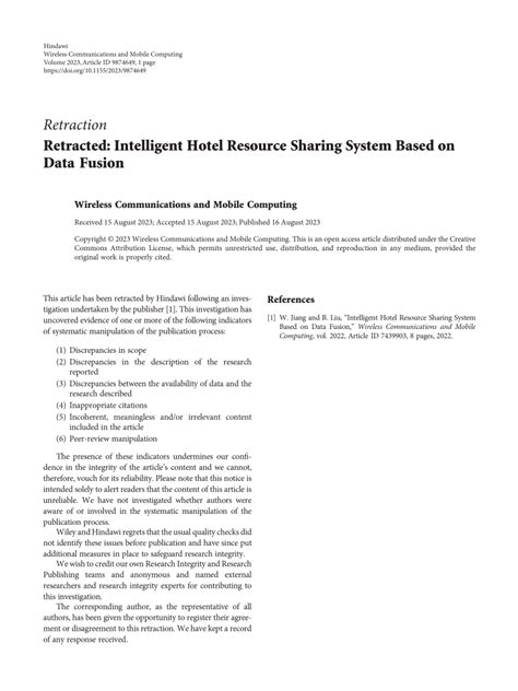 Pdf Retracted Intelligent Hotel Resource Sharing System Based On Data Fusion