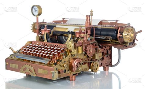 铜 打字机 蒸汽朋克 黄金 字母 未来 水平画幅 古老的 黄铜 古典式