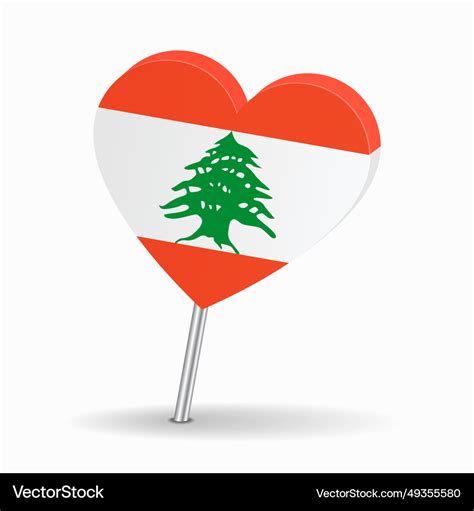 Lebanese Flag Heart Shaped Map Pointer Layout Vector Image