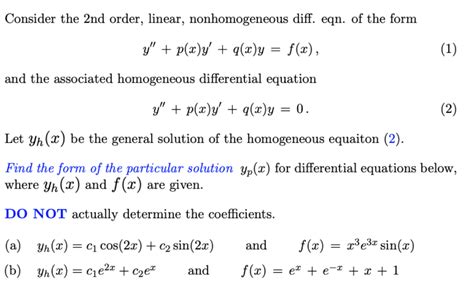 solved consider the 2nd order linear nonhomogeneous diff