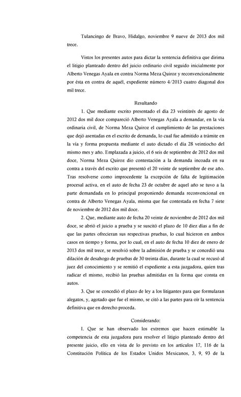 Sentencia Culminacion Contrato Ejercicio Tulancingo De Bravo Hidalgo