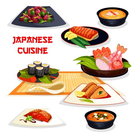 Restaurante Japonês Almoço Pratos Da Cozinha Asiática 13053975 Vetor No
