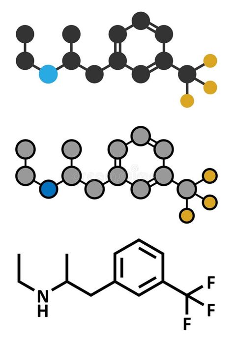 Fenfluramine Molecule Molecular Structure Fintepla Ball And Stick 3d