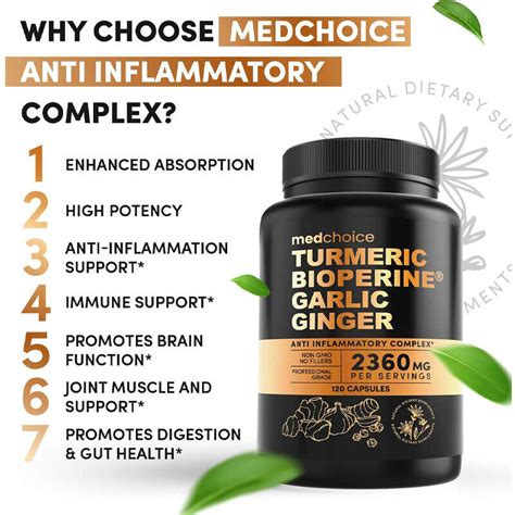 Medchoice Turmeric With Bioperine Garlic Ginger 95 Percent