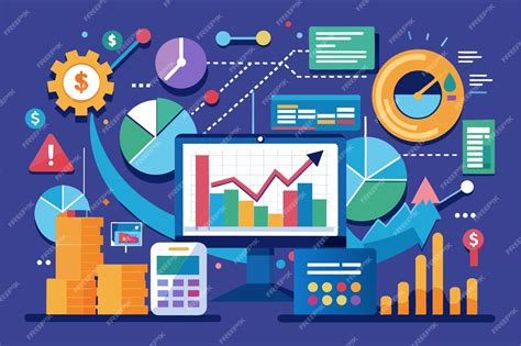 a digital display showcases financial data with various charts graphs and calculations