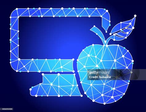Laptop And Apple Blue Triangle Node Vector Pattern High Res Vector