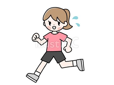 汗をかきながら走る女性イラスト No 24801453｜無料イラスト・フリー素材なら「イラストac」